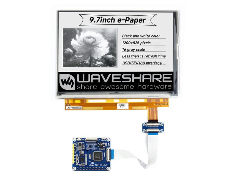 Waveshare Pantalla HAT de 1200x825, 9.7 pulgadas E-Ink para Raspberry ...