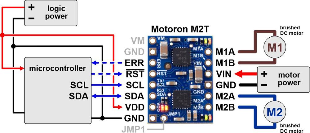 Pololu Motoron M2T550 Dual I²C Motor Controller (Header Pins Soldered ...