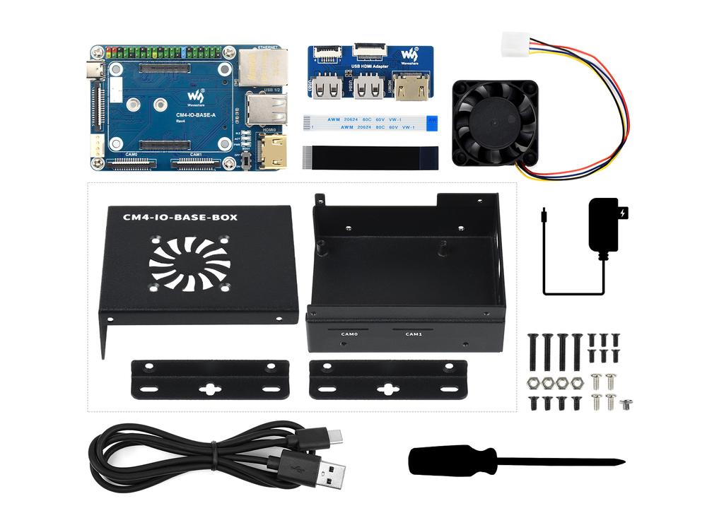 Waveshare CM4-IO-BASE-BOX-A + USB HDMI Adapter, voor Raspberry Pi ...