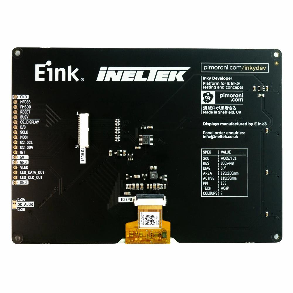 Inky Developer - 5.7" Display (7 colour ePaper/eInk) - PIM609 - Opencircuit