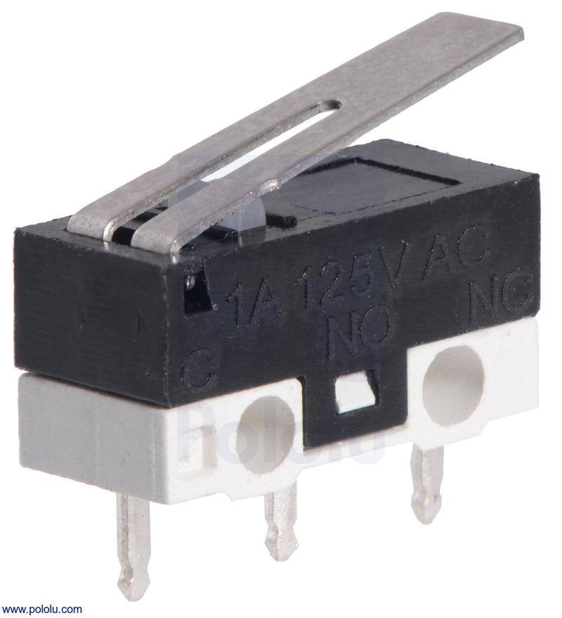 Mini Snap-Action Switch with 13.5mm Lever: 3-Pin, SPDT, 1A - Opencircuit