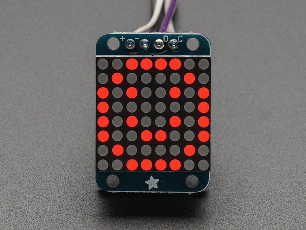 Adafruit Mini 8x8 LED Matrix com mochila I2C - vermelho - Opencircuit