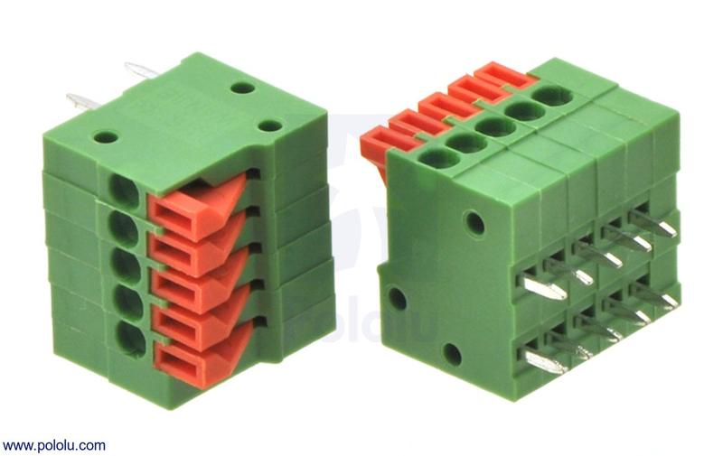 Screwless Terminal Block: 5-Pin, 0.1″ Pitch, Side Entry (2-Pack ...