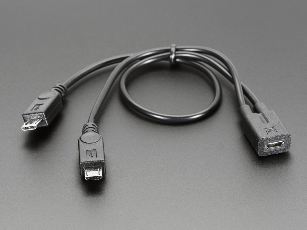 Adafruit Micro B USB 2-Way Y Splitter Cable - Opencircuit
