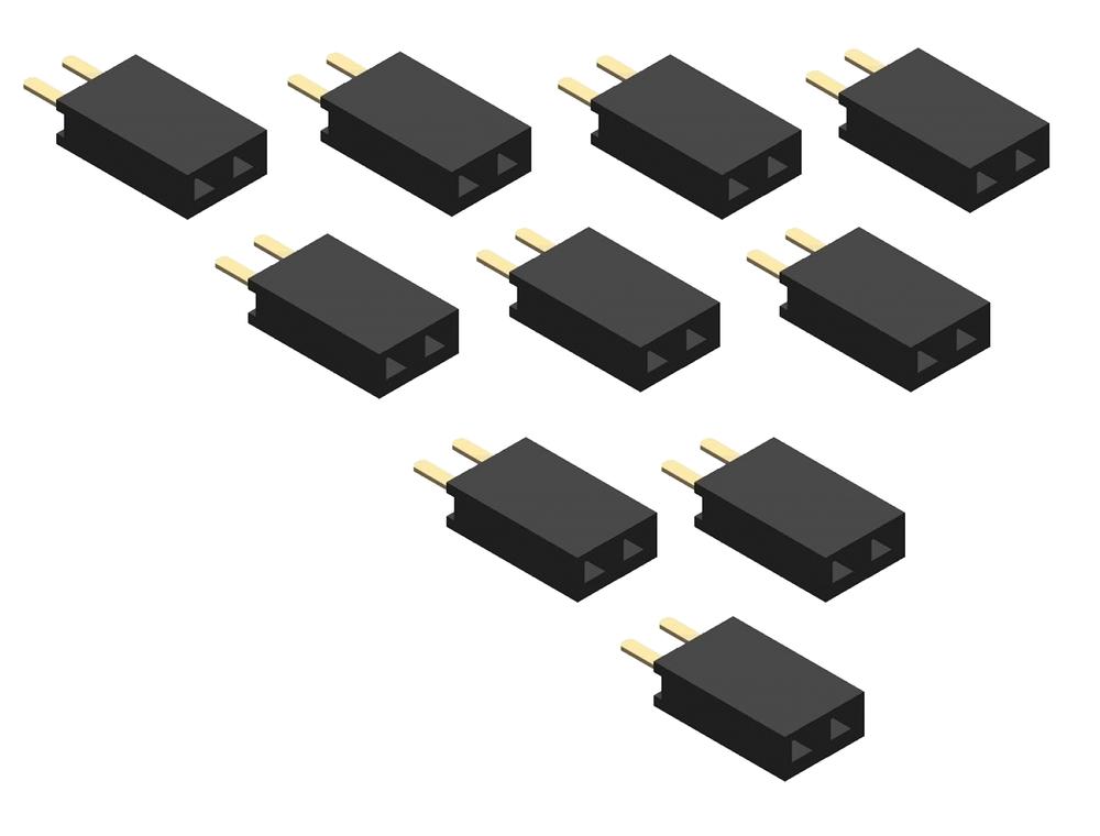 Female header 2 pin - 2.54mm - 10 pcs - Opencircuit