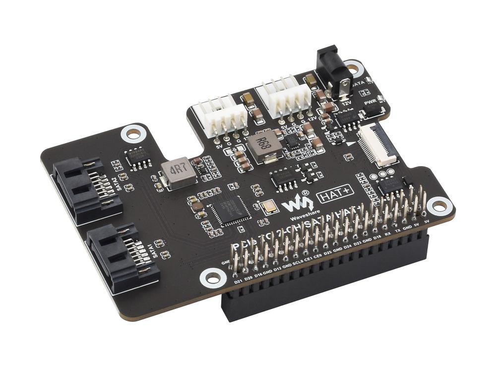 Waveshare PCIe To 2-Ch SATA Adapter For Raspberry Pi 5, Supports SATA ...