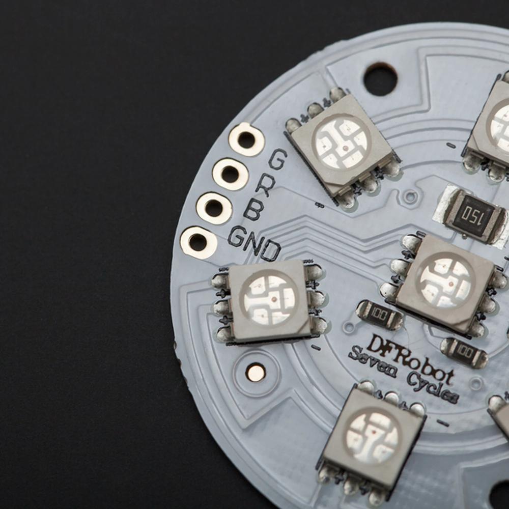 DFRobot 7x SMD RGB LED-lichtschijf met ingebouwde weerstand - Opencircuit