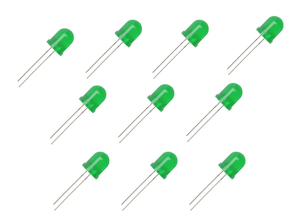 10mm diffuse leds Green - 10 pcs - Opencircuit