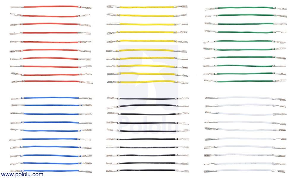 Pololu 5cm F-F Wires with Pre-Crimped Terminals 60-Piece 6-Color ...