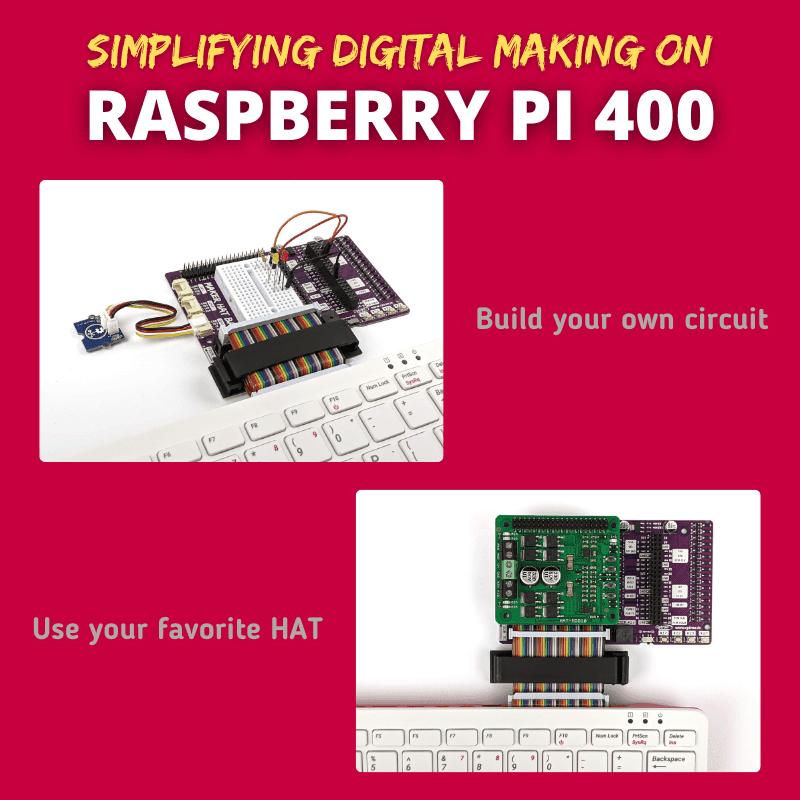 Maker Hat Base - HAT & GPIO Extension for Raspberry Pi 400 - Opencircuit