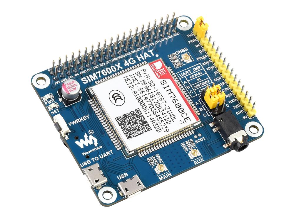 Waveshare SIM7600CE 4G HAT för Raspberry Pi, LTE Cat-4 4G / 3G / 2G ...