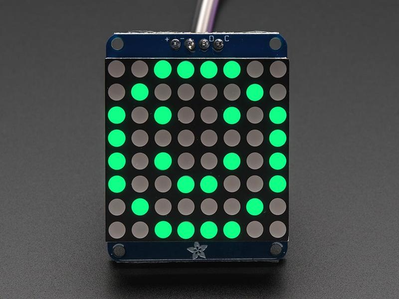 Matriz LED pequeña Adafruit de 1,2" y 8x8 con mochila I²C - Verde puro ...