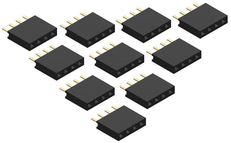 Female header 4 pin - 2.54mm - 10 pcs - Opencircuit
