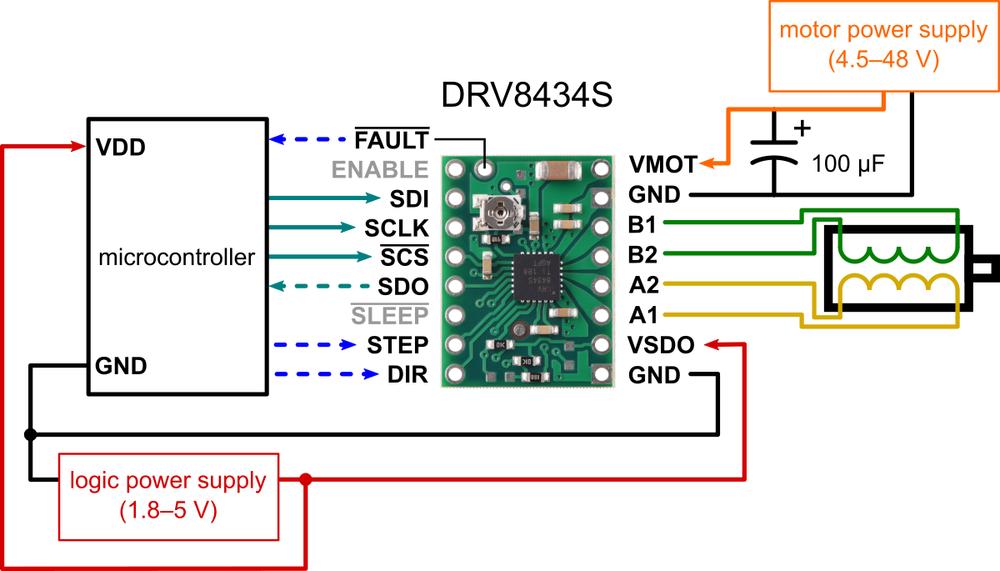 Drv8434s Spi Stepper Motor Driver Carrier 2a Max Current Limit Header Pins Soldered