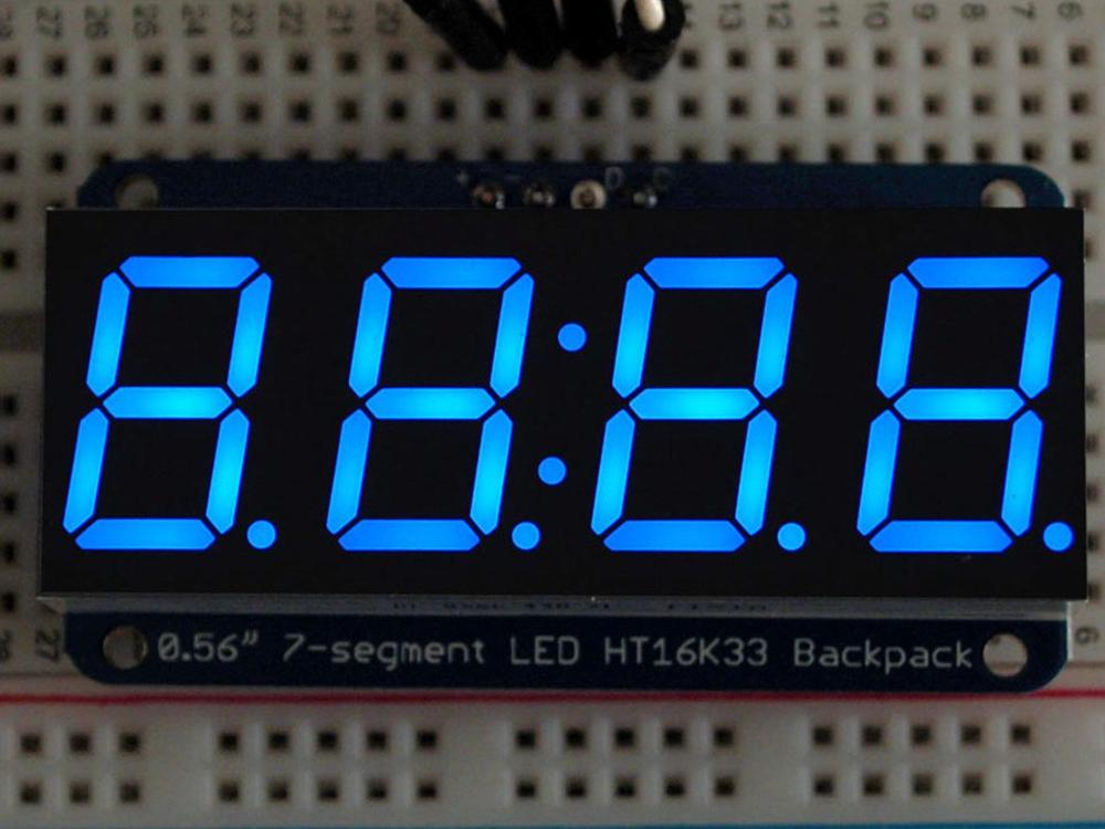 Adafruit Blauw 0.56" 4x 7-Segment Display met I2C Backpack - Opencircuit