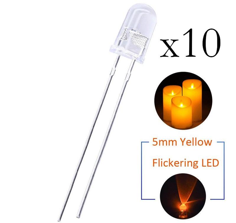 Geel 5mm flikkerende LED - 10 stuks - Opencircuit