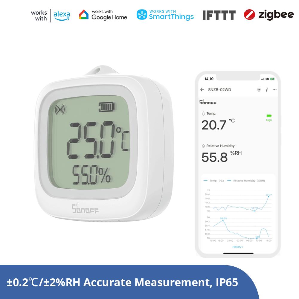 SONOFF IP65 Zigbee LCD Smart Temperature Humidity Sensor | SNZB-02WD - Opencircuit