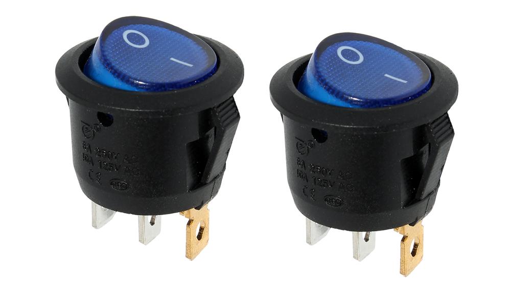 Opencircuit Rocker switch 12V round with blue lamp