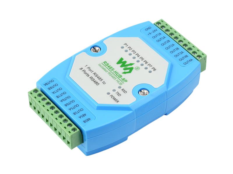 Waveshare Industrial-grade Isolated 8-ch RS485 Hub, Rail-mount Support ...