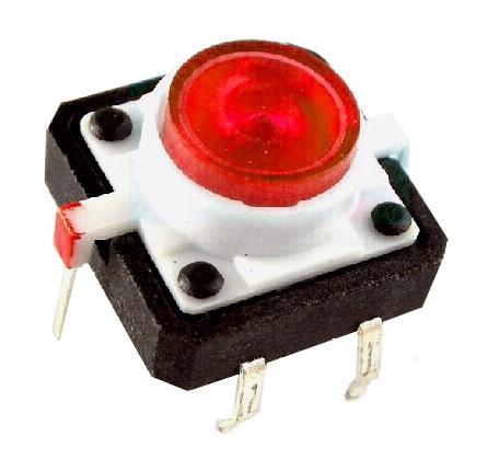 12mm push buttons with red LED - 5 pieces - Opencircuit