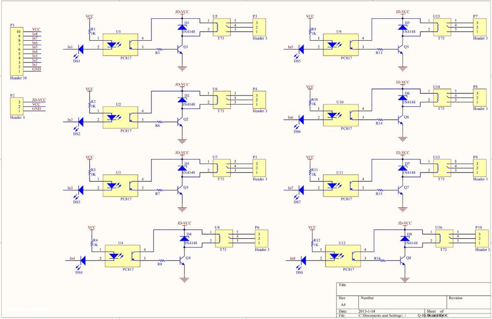 5V Relay module 8 channels - Opencircuit